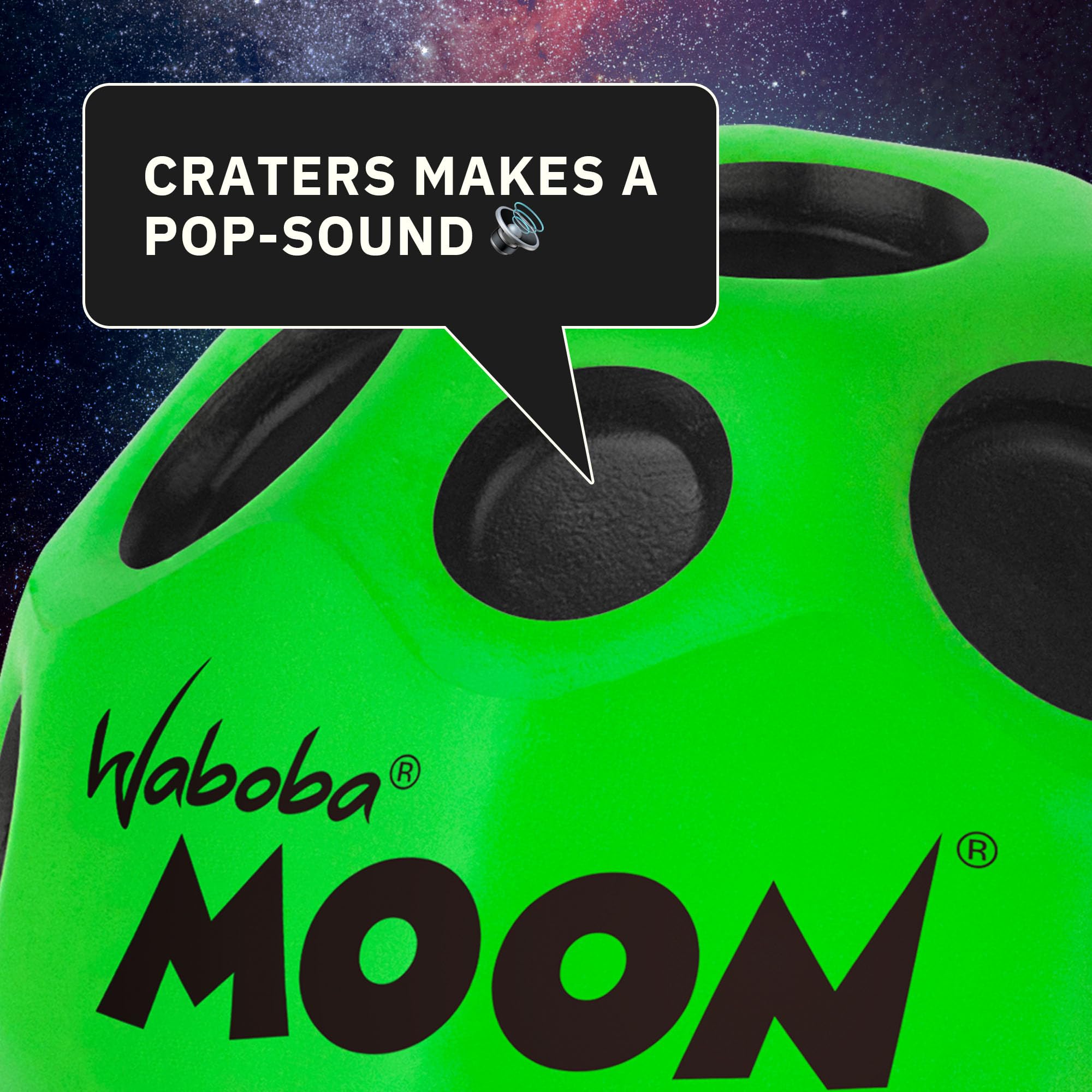 Waboba Moon Ball - Super High Bouncing Ball - Neon Coloured Indoor and Outdoor Ball Ages - Make Pop Sounds - Easy to Grip, Blue - (65 mm