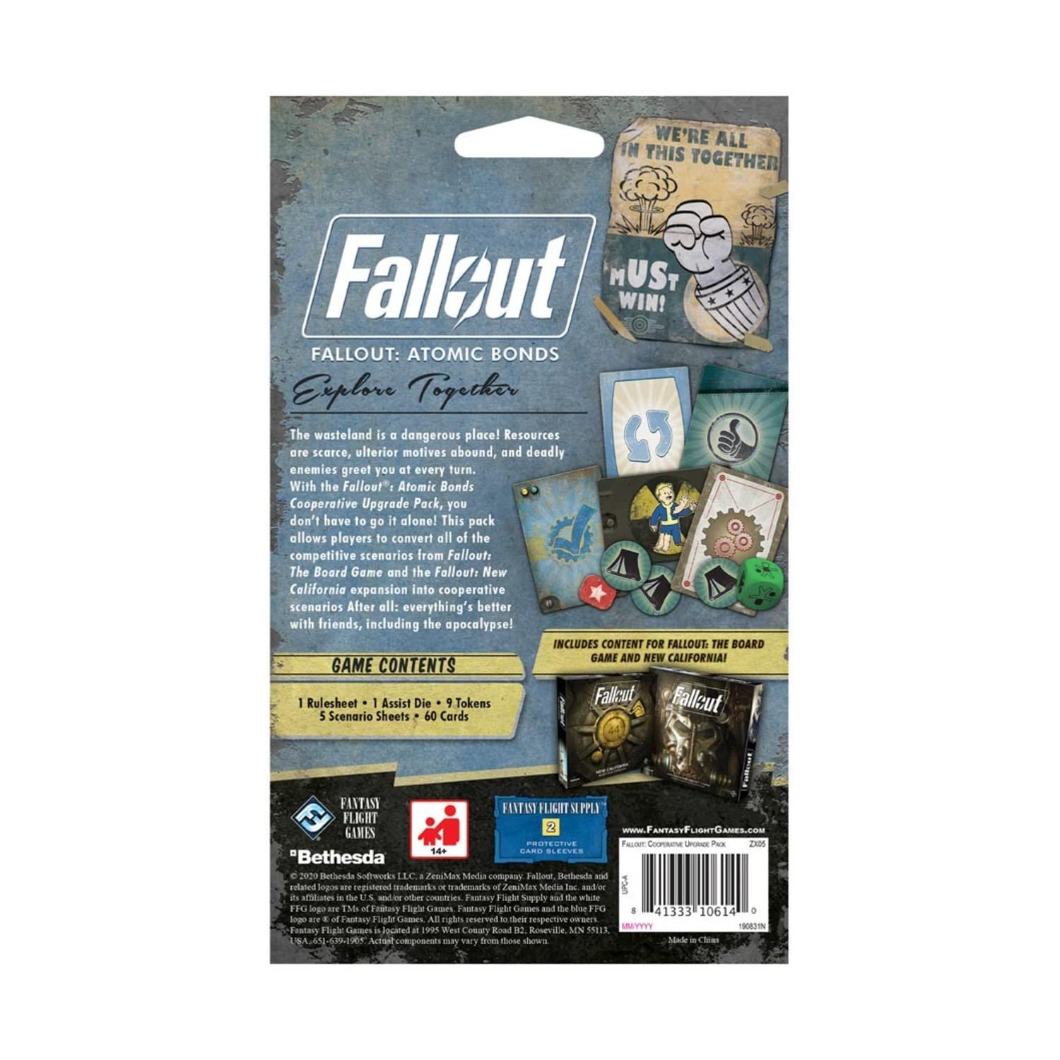 Fallout The Board Game Atomic Bonds Cooperative Upgrade Pack - Play Together in The Wasteland! Strategy Game for Kids & Adults, Ages 14+, 1-4 Players, 2-3 Hour Playtime, Made by Fantasy Flight Games