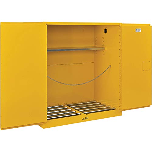 Global Industrial 110 Gallon Drum Storage Safety Cabinet, Manual Close w/Rollers