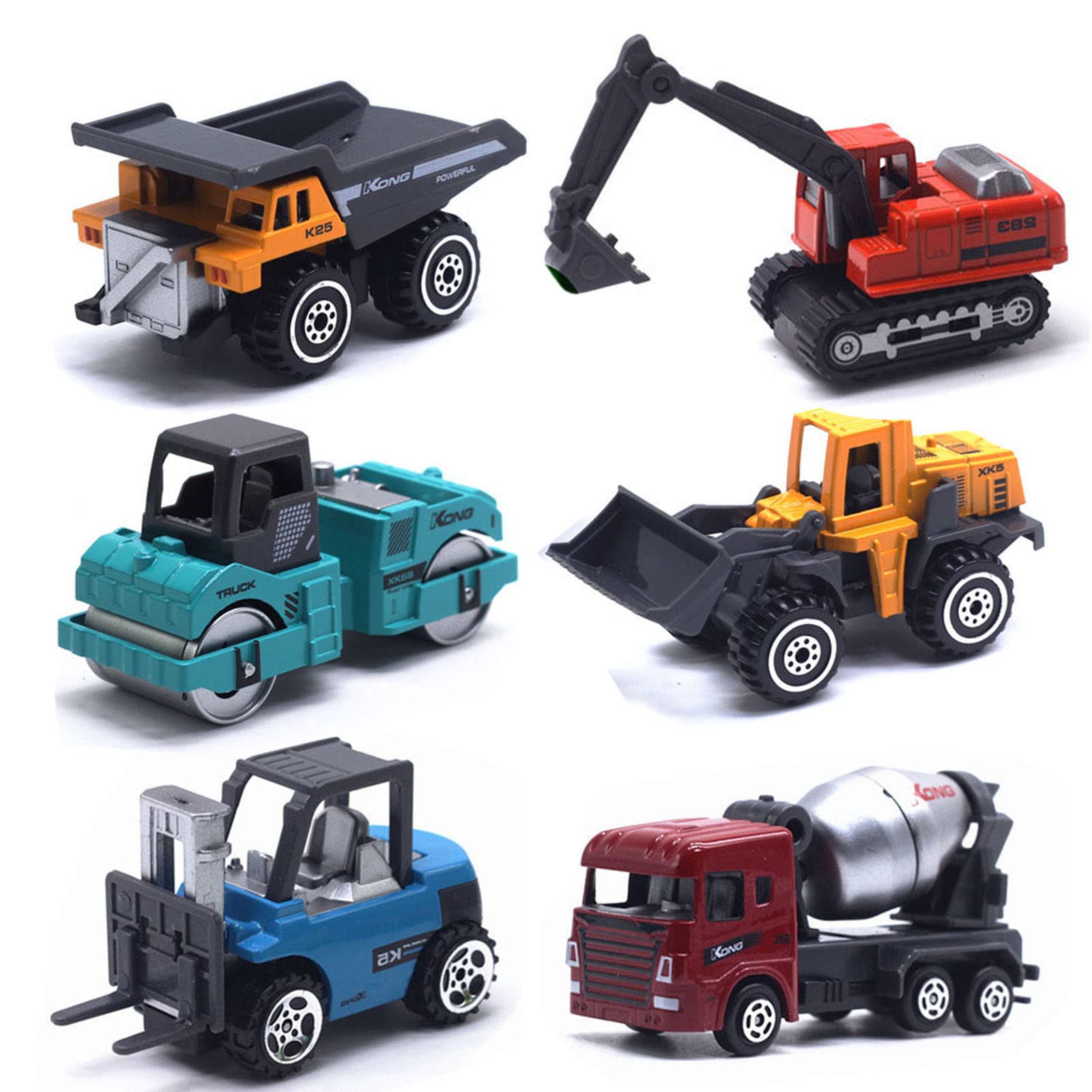 Mini Engineering Cars Diecast Construction Vehicles Metal Engineering Cars Set Toys Mini Assorted Construction Vehicles Stacker Big Forklift Heavy Duty Roller Excavator for Children Boys Party Favors