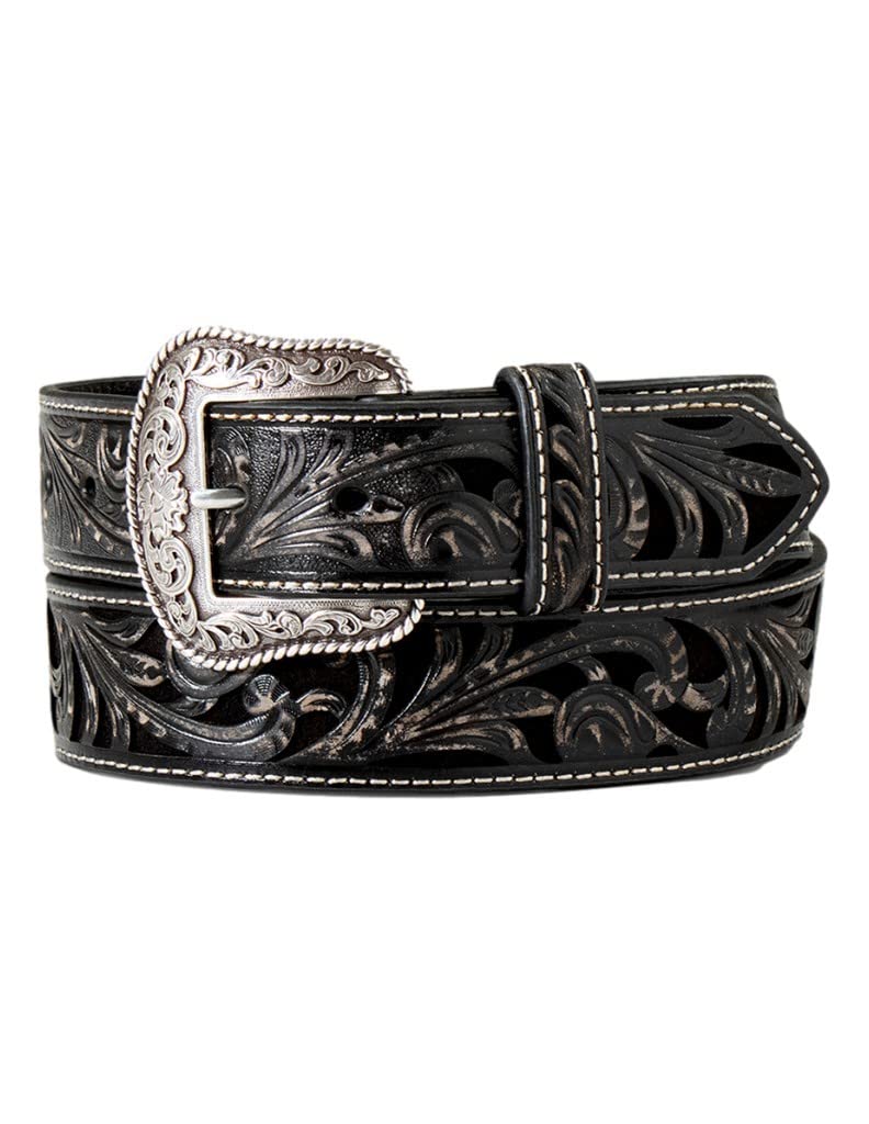 ARIAT Western Belt Womens Floral Embossed Leather M Black A1565001