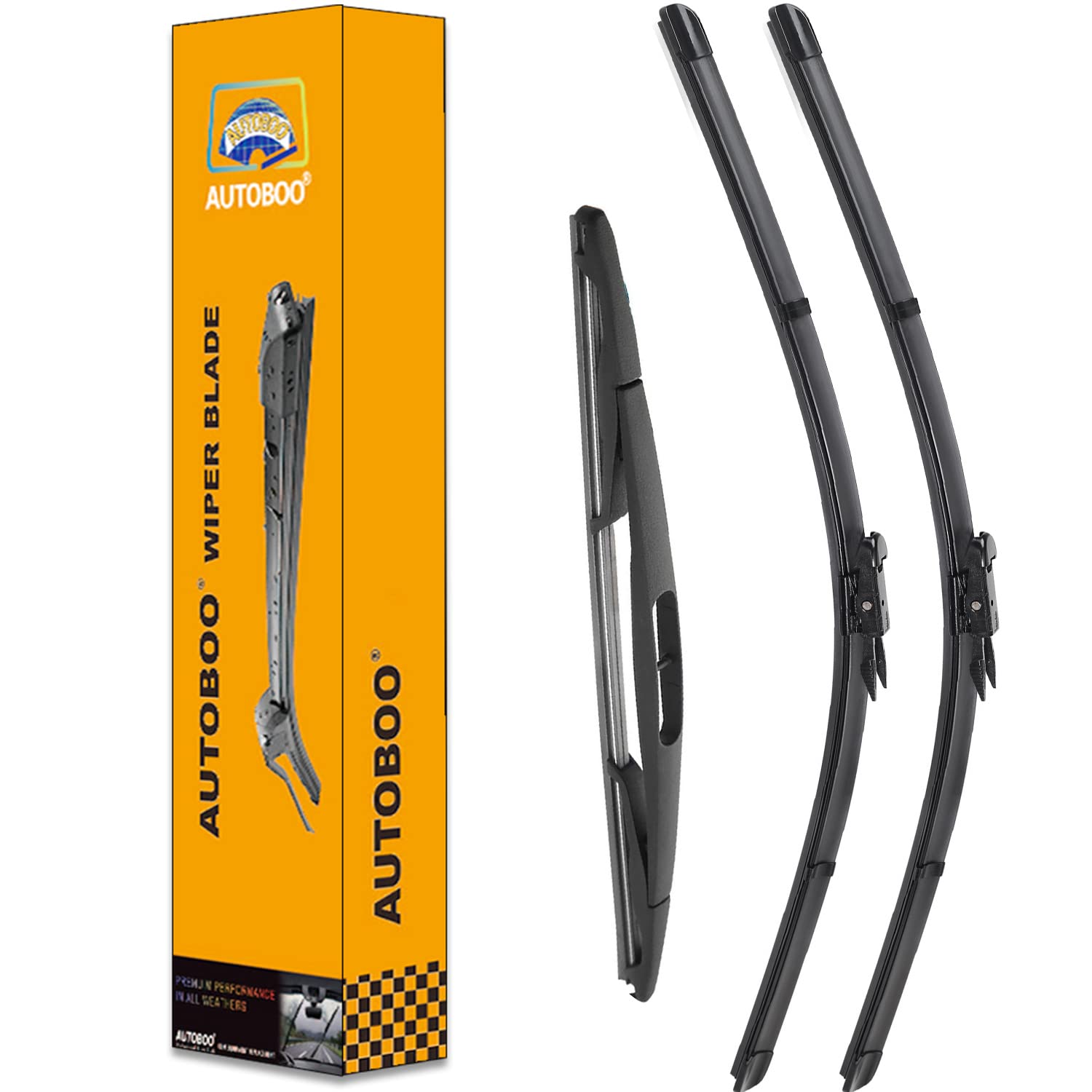 AUTOBOO Windshield Wiper Blades for Ford Escape 2012 2011 2010 2009 2008 with Rear Blade 20"+20"+12" Original Equipment - I&L Pinch Tab (Set of 3)