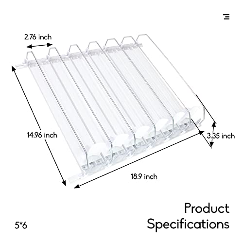 CNDSE Drink Organizer for Fridge,Spring Loaded Soda Can Organizer,Width-adjustable Push Rod Slide Rail Drink Dispenser for Fridge,White(14.96in-6)