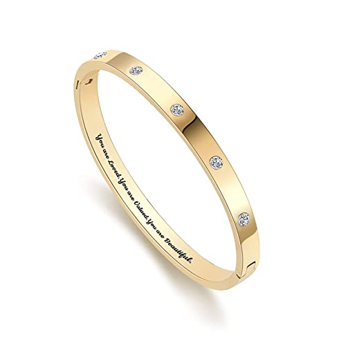 CONRAN KREMIX Gold Cuff Bangle For Women Girls 18K Real Gold Filled Bracelets Inspirational Fashion Jewelry For Women Trendy