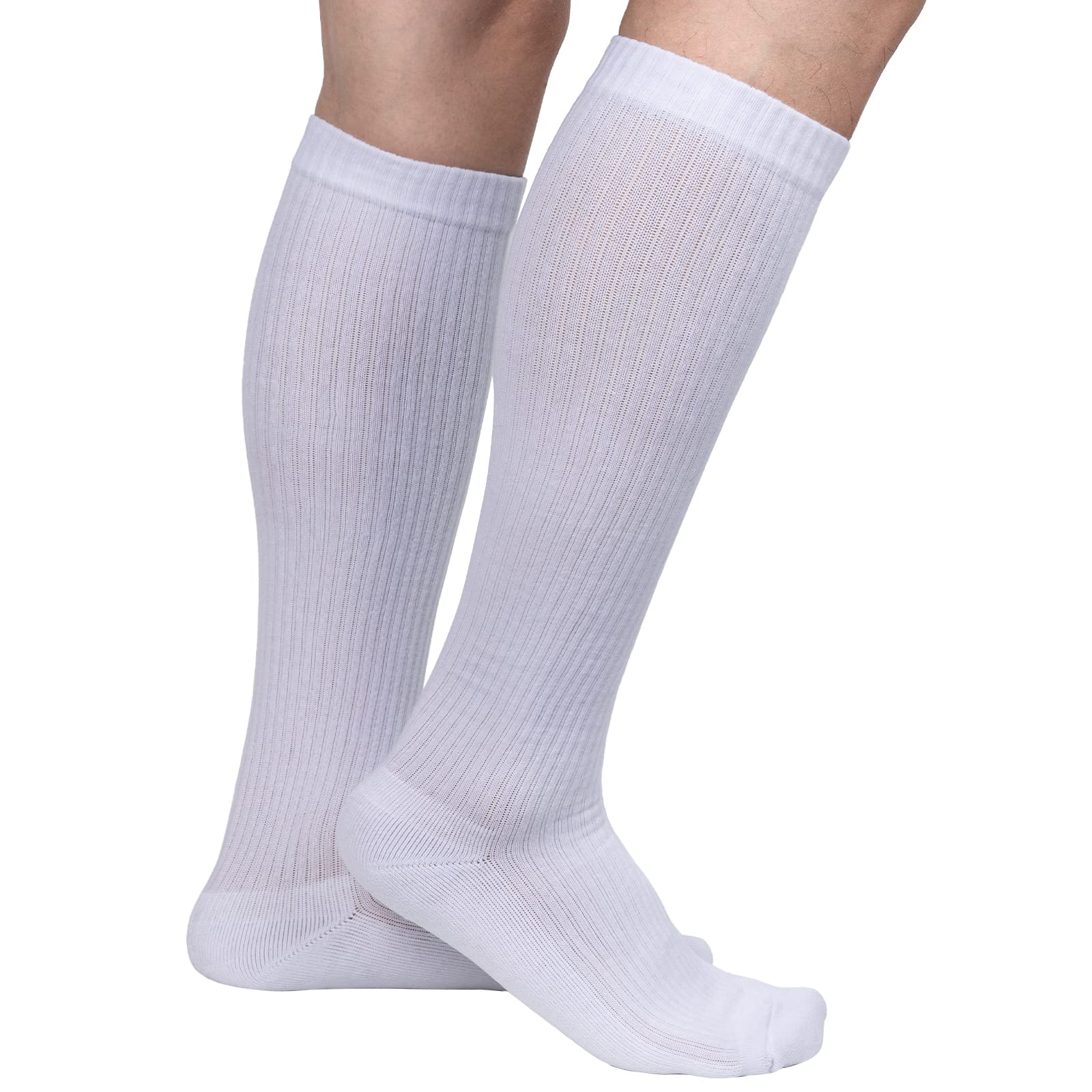 Athlemo 6Pairs Cotton Compression Socks for Men & Women Circulation 8-15mmHg Knee High Socks