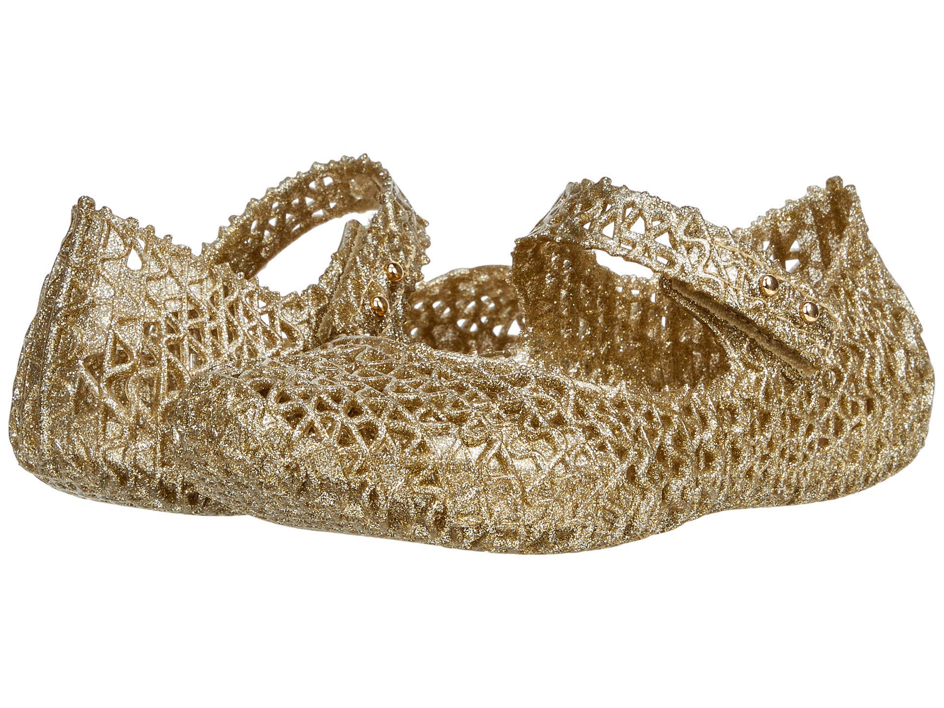 mini melissa® Campana Papel BB Toddler Shoes – Synthetic Construction – Cushioned Footbed – Round Toe Gold 10 Toddler M