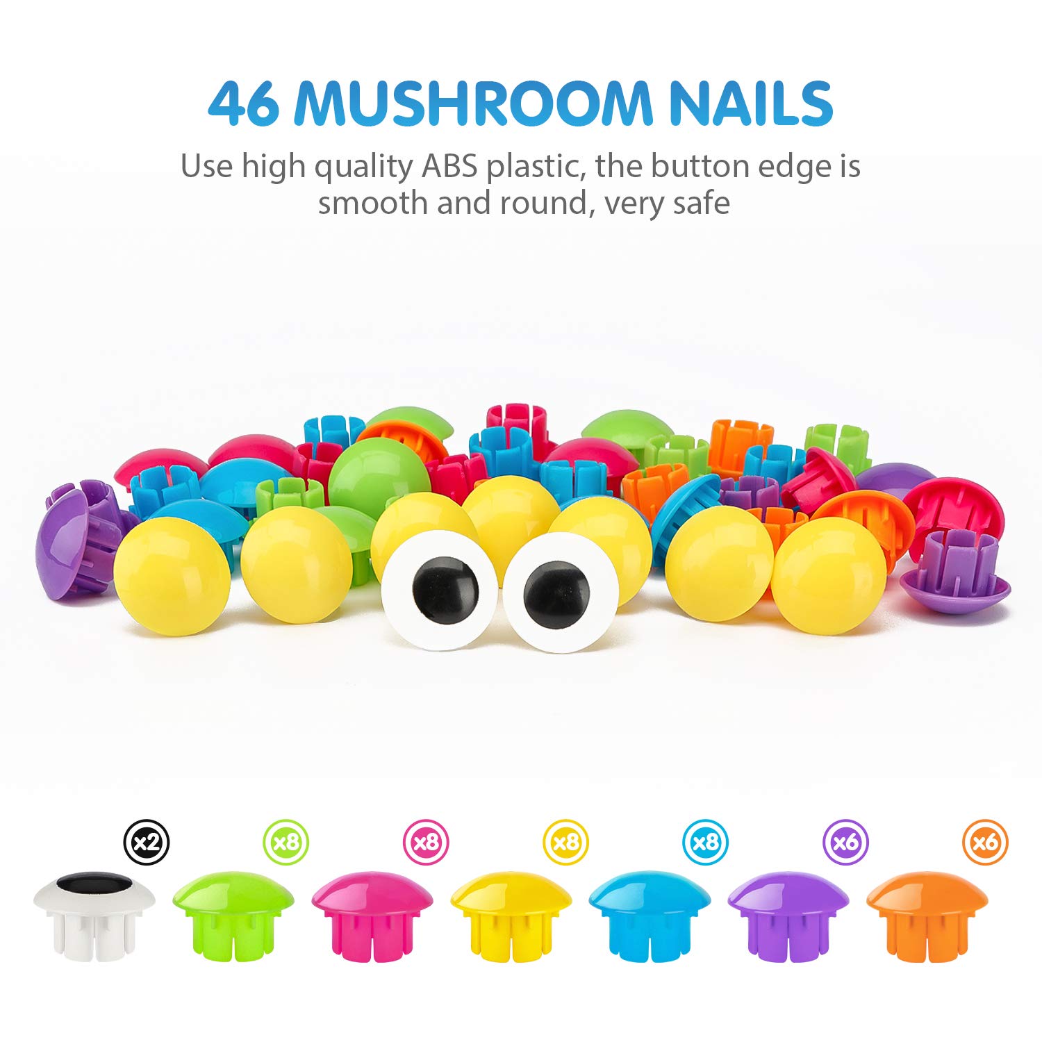 Fansteck Button Art Toy for Toddlers, Color Matching Early Learning Educational Mosaic Pegboard, Safe Nontoxic ABS Plastic Premium Material, 12 Pictures and 46 Buttons,with a Bag Easy to Storage