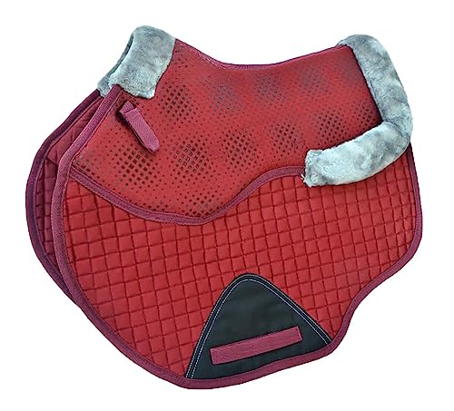 CHALLENGER Horse Contoured English Quilted Jumping Silicone Gel Saddle Pad Maroon 72182GY