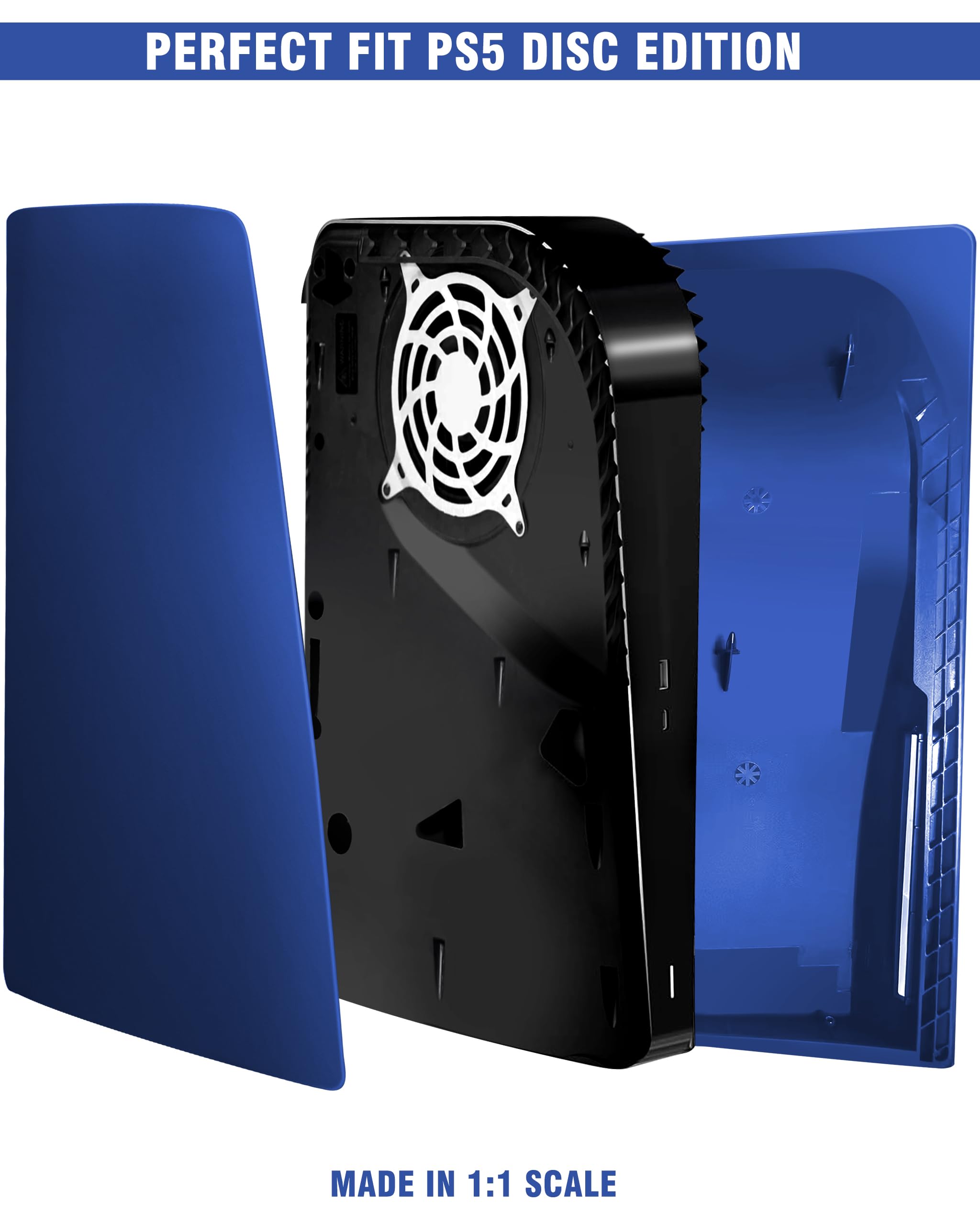 Joso Faceplate for PS5 Disc Edition, Anti-Scratch Dustproof Case Replacement, Cover Skin Fit for PS5 Console (CD-ROM), Plates for PS5 Accessories, Easy Installation - Blue