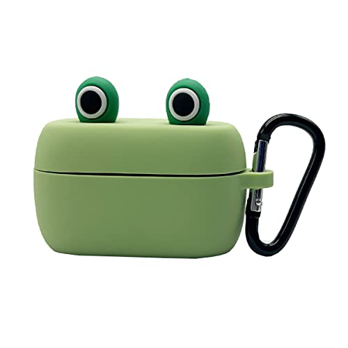 Cartoon Kawaii Case for Jabra Elite Active 75t/Elite 75t Earbuds;Seadream Portable Cute 3D Frog Eye Animal Cartoon Scratch Shock Resistant Protective Cover with Carabiner (Frog Eye)