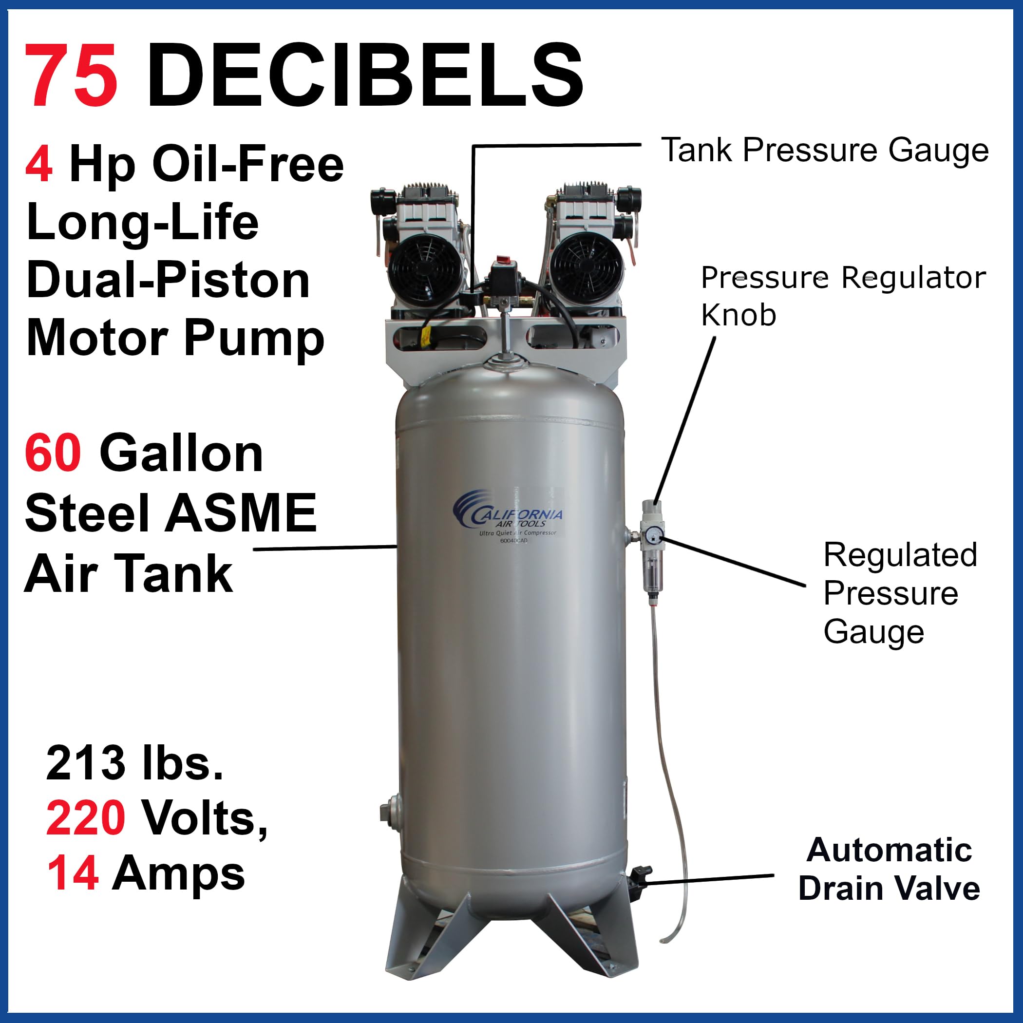 California Air Tools CAT-60040CAD Ultra Quiet 60 Gal Compressor