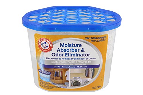 Arm & Hammer Moisture Absorber & Odor Eliminator 14oz Tub, 3 Pack - Eliminates Musty Odors & Freshens Air for Closets, Laundry rooms, Mud Rooms, white