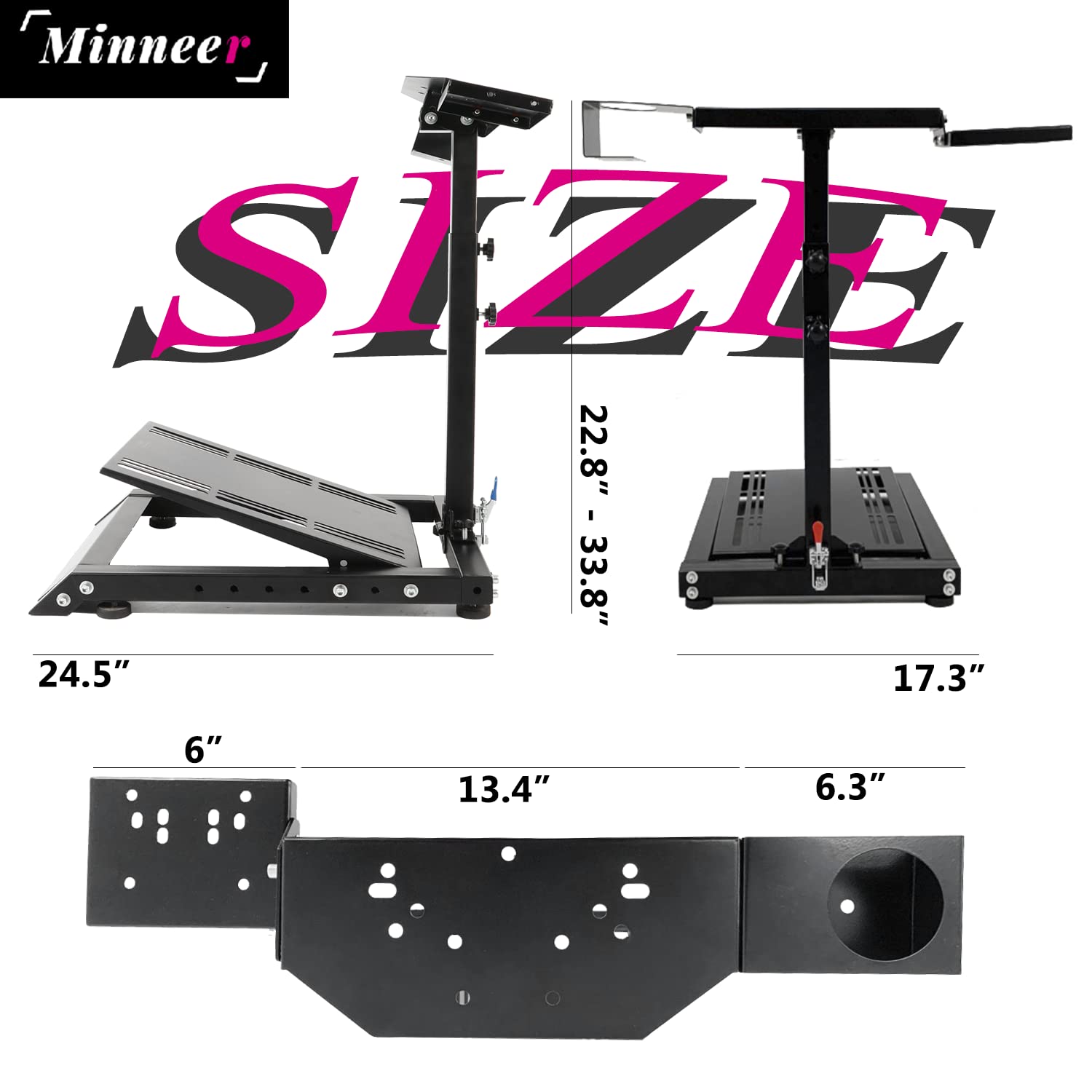 Minneer Wheel Cockpit PRO Steering Racing Wheel Stand Compatible with Lgitech G25, G27, G29, G920 Folding Gaming Compact Race Sim Cockpit, Wheel and Pedals NOT Included.