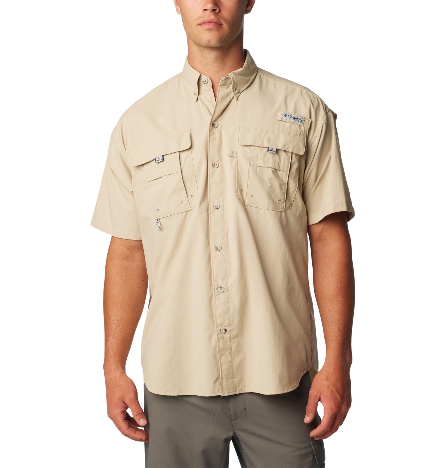 Columbia Men's Bahama II UPF 30 Short Sleeve PFG Fishing Shirt, Fossil, Medium