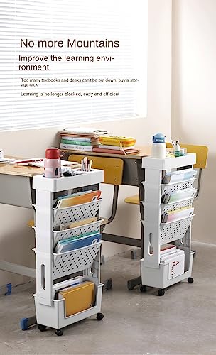 Bookshelves and Bookcases on Wheels: Rolling File Folder Rack & Office Shelf Organizer - Movable Bookshelf for Kids Room, Home School Classroom & Bedroom-Desk Organizers and Storage to Organize Home