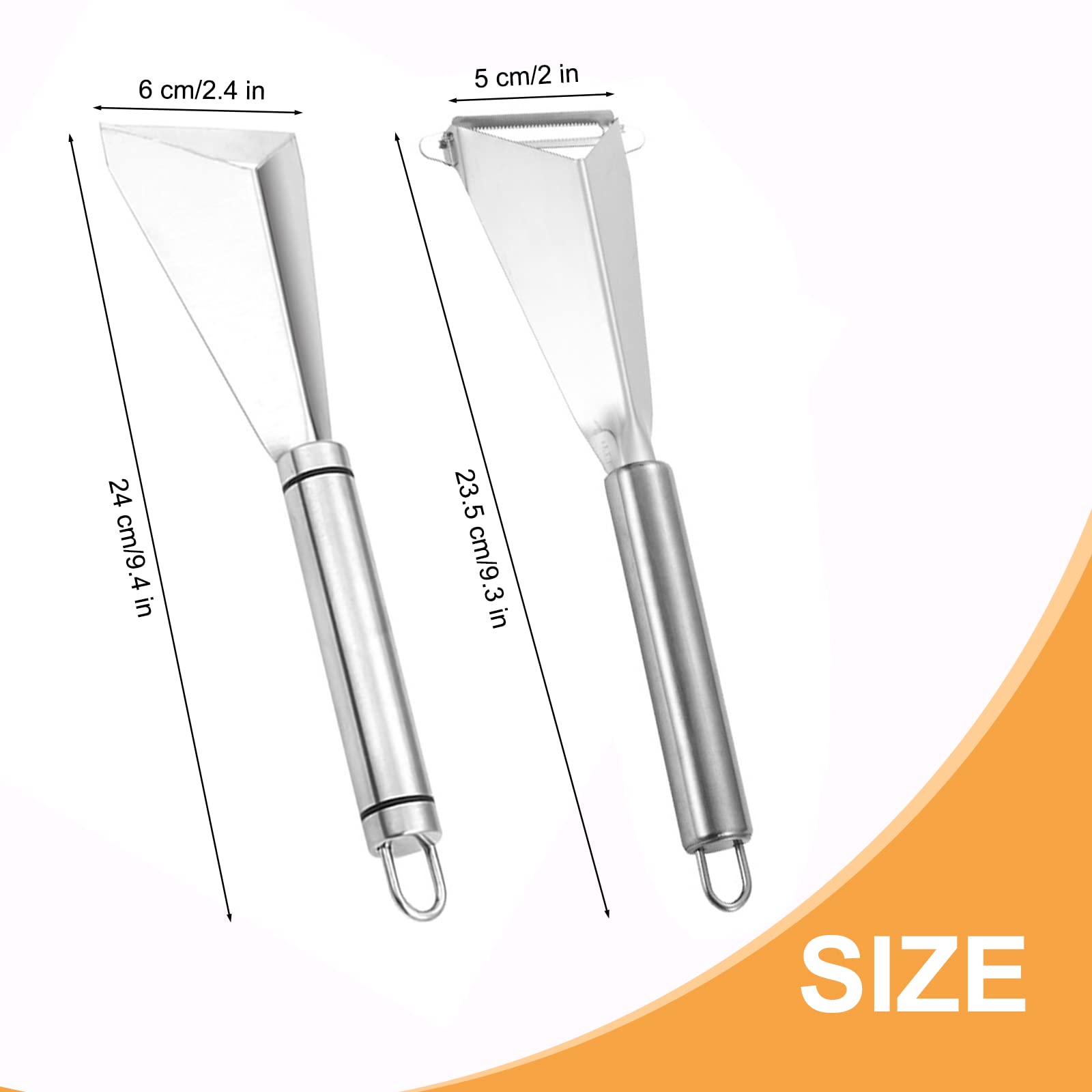 Klyuqoz Fruit Carving Knife, 2 Pack Fruit Cutter, Stainless Steel Vegetable Carving Tools, Triangular Shape DIY Carving Knives for Home Kitchen Platter Tray Decoration(Silver)