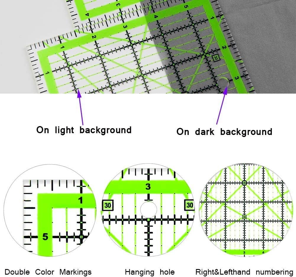 Quilting Rulers,4 Square Ruler Quilting Templates(4.5"X4.5", 6"X6", 9.5"X9.5", 12.5"X12.5"),Quilting Rulers Acrylic Rulers