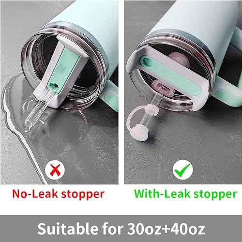 CHGRNLF Silicone Leak Spill Proof Stopper Set of 3 for Stanley Tumbler Cup 1.0/2.0 40oz/ 30oz Including 2 Straw Cover Sets,2 Round Leak Stoppers and 2 Square Spill Stoppers