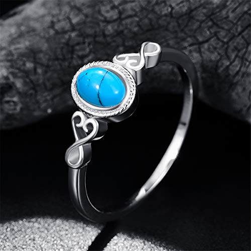 AVECON Created Turquoise Infinity Ring Engagement Wedding Bands 925 Sterling Silver Promise Rings for Her Size 9