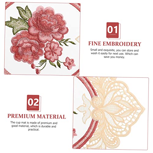 DOITOOL Table Mat Jute Placemat Adorno para Mesa De White Cotton Tablecloth Farmhouse Coasters Heat Proof Placemat Cotton Placemats Retro Lace Coaster Lace Place Mat Decor Mug 4pcs