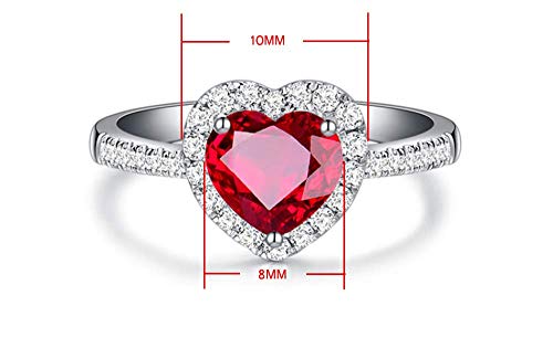 Dungkey Red Ruby Heart Shape Gemstone Sterling 925 Silver Wedding Rings for Women Bridal Fine Jewelry Engagement Bague Accessories (8)