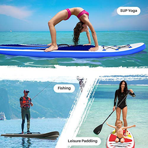 awesafe Inflatable Stand Up Paddle Board 10'x32''x6'' SUP with ISUP Accessories Backpack, Fin, Paddle, Double Action Pump, Leash, Waterproof Bag for Youth & Adult (Green)