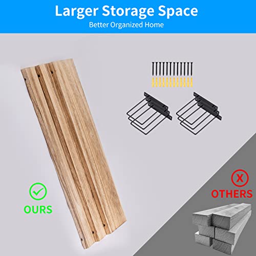 CTPNMCIN Floating Shelves Wall Mounted Set of 3, 24 Inch Natural Wood Wall Shelves for Bedroom/Bathroom/Living Room/Study/KitchenâŠ