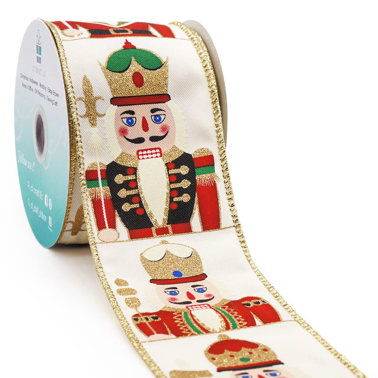CT CRAFT LLC Ivory Satin Toy Soldier with Wired Ribbon 2.5 Inch x 10 Yards for Christmas Home Decor Tree Topper Bow Gift Wrapping DIY Crafts Wreath Garland