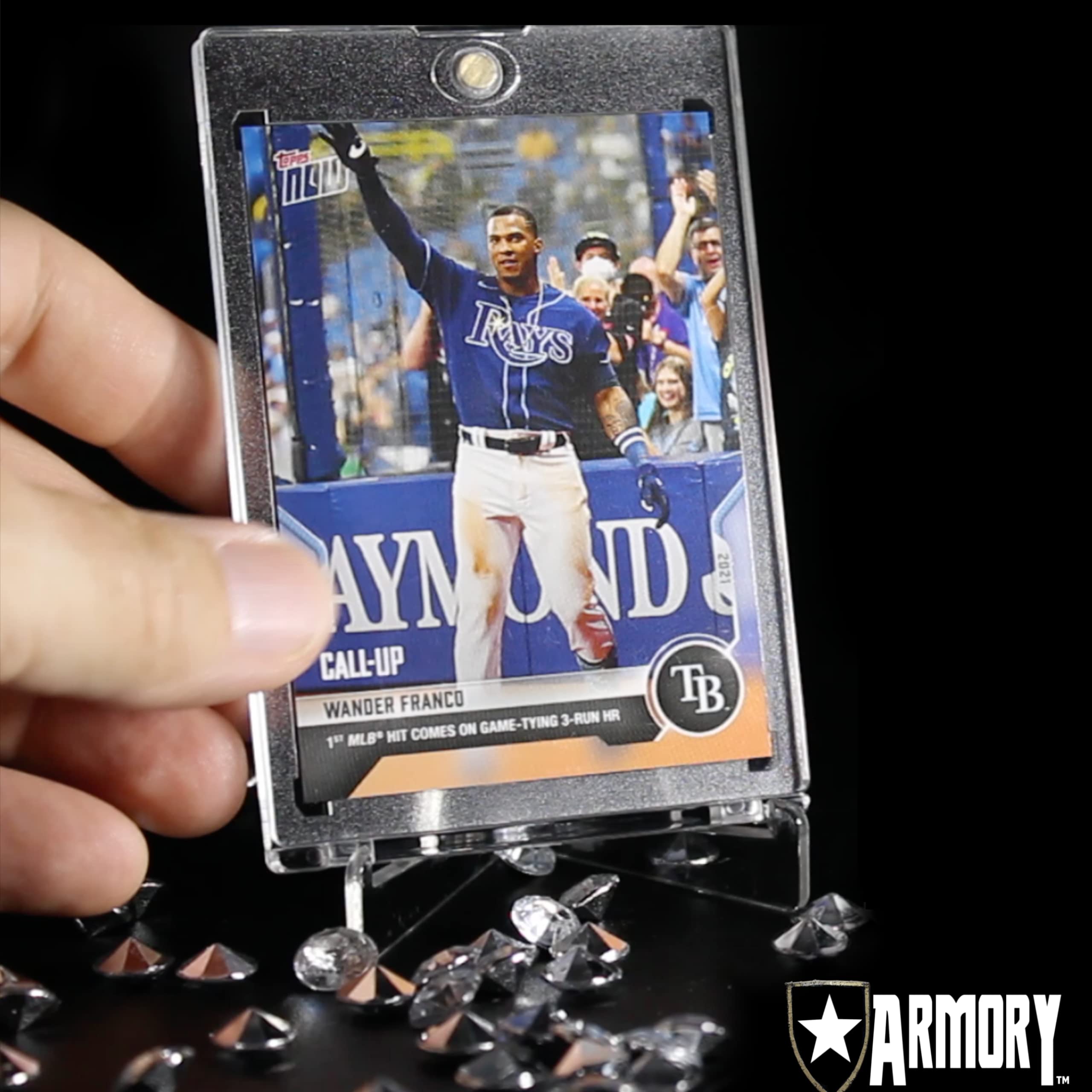 ARMORY 5-Pack One Touch Magnetic Trading Card Holder Case | Card Centering Tool! | 35pt Ultra Clear UV Protected | Pokemon Protector | Baseball Cards | One Touch Card Holder | Sports Cards Case
