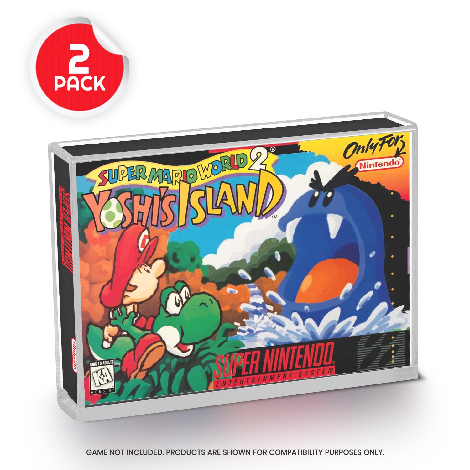 EVORETRO Clear Acrylic Protector Case Compatible with SNES & N64 Games Storage Box, 4MM Thick, Scratch, Dust, UV Resistant (Pack of 2)
