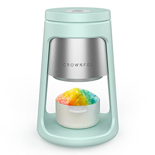 CROWNFUL Shaved Ice Machine Snow Cone Machine, 2 Ice Cups with Lids, Ice Shaver Machine for Snow Cones, Snowballs, Frozen Cocktails and More, Easy to DIY with Snow Cone Syrup at Home