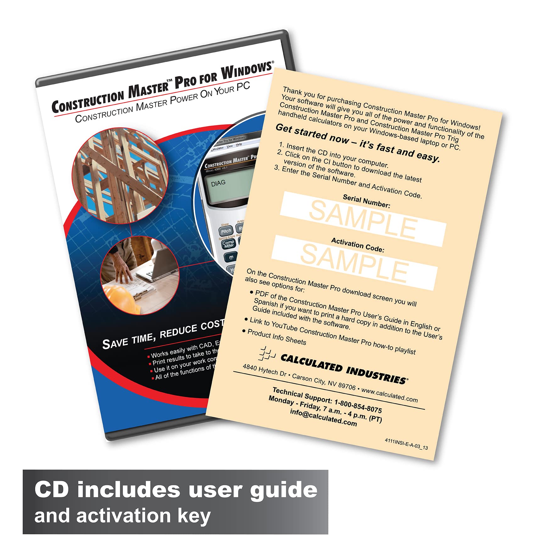 Calculated Industries 4111 Construction Master Pro Software (CD) for Windows | Calculates Construction Math on Your PC | Estimates and Layouts as Handy Pop-up Program