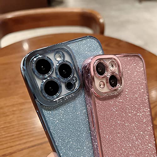 Fycyko Compatible with iPhone 13 Pro Case Glitter Luxury Cute Flexible Bling Cover Camera Protection Shockproof Phone Case for Women Girl Design for iPhone 13 Pro 6.1'' Pink