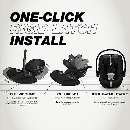 Cybex Cloud G Comfort Extend Infant Car Seat with Anti-Rebound Base, Linear Side Impact Protection, Latch Install, Ergonomic Full Recline, Extended Leg Rest, Moon Black