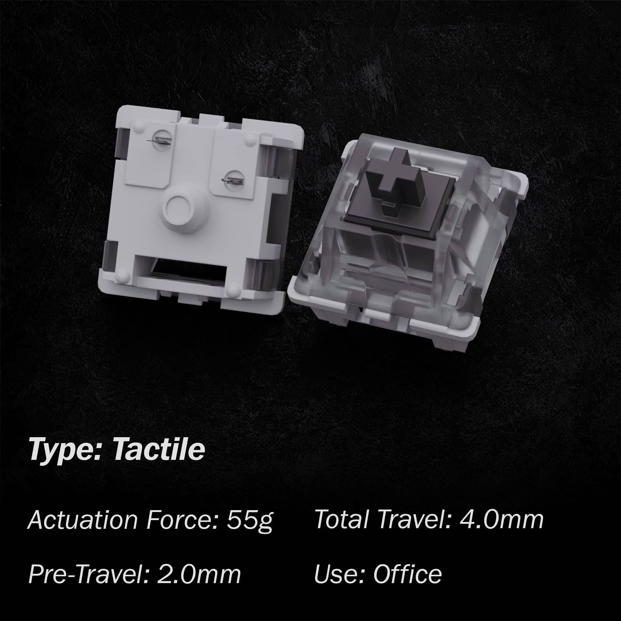 Gateron KS-9 RGB Mechanical MX Type Key Switch - Clear top (65 Pcs, Brown)