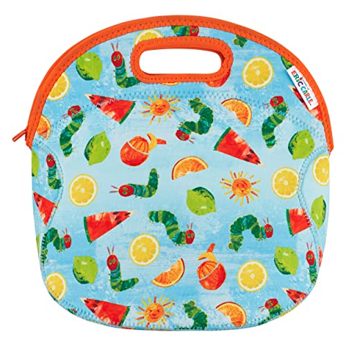 FUN KINS Insulated Lunch Bag for Kids | Durable, Machine Washable | Premium Quality | Interior Pocket & Name Tag | Large Size Lunch Bag (World of Eric Carle, Citrus)
