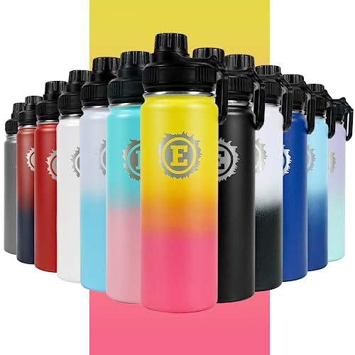 Eclipse 32 oz Insulated Stainless Steel Sports Water Bottle with 3 lids - Straw Lid, Flip Lid, Chug Lid, Sweat Proof, Leak Proof, Double Walled Vacuum Insulated (Relaxing Purple, 32oz)