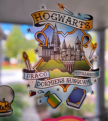 Conquest Journals Harry Potter Dreaming of Hogwarts Window Clings, Over 40 Individual Window Clings Celebrating Hogwarts, Reusable, No Residue