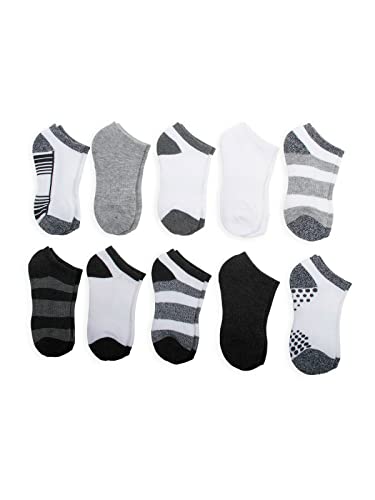 Athletic~ No-Show Boys Socks 10 Pack ~ Size Small shoe size 4.5-8.5 ~Arch Support~ Moisture Wicking~ Half Cushion~ Fun Colors