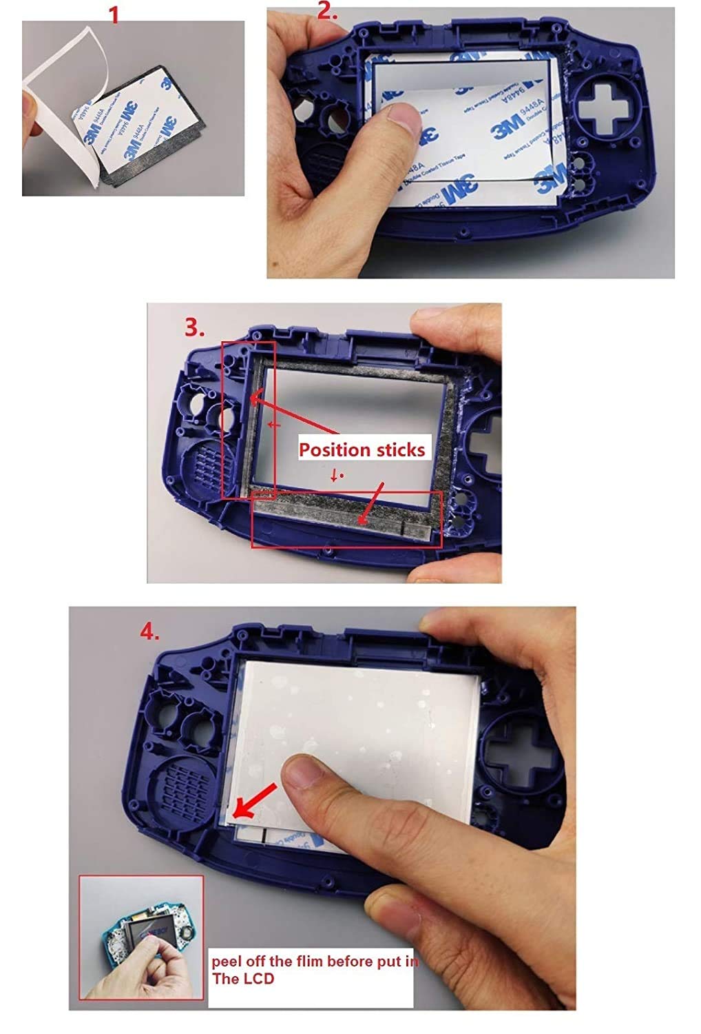 GBA IPS V2 Mod Kit IPS Screen LCD Kits for GBA Backlight LCD Screen 10 Levels Brightness LCD V2 Screen For GBA Console With Light Blue Clear Pre-Cut Shell