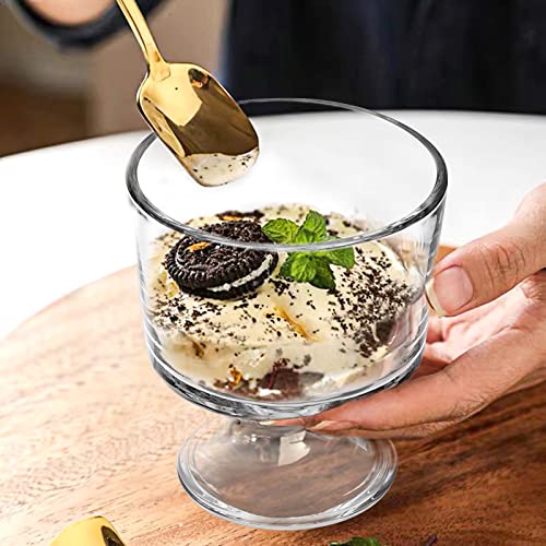 BSTKEY 6PCS Set 10 oz Glass Dessert Bowls/Cups, Cute Footed Dessert Bowls for Ice Cream Trifle Fruit Pudding Snack Salad Condiment Sundae Cocktail Drinks Party