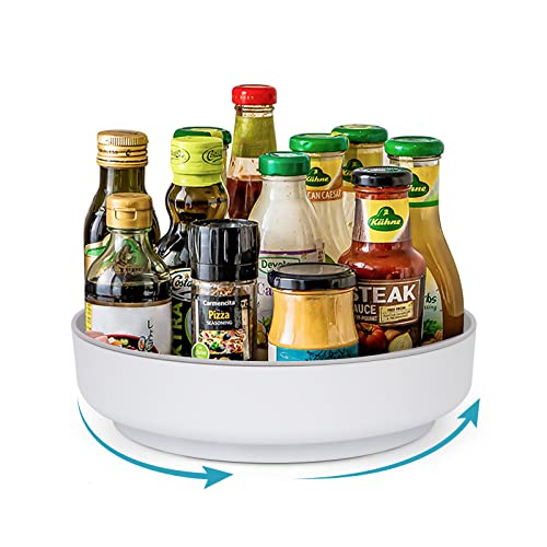 FYY Lazy Susan Organizer, 10.4 inch Turntable Cabinet Organizer Rotating Spice Rack Kitchen Storage Cosmetic Makeup Organizers for Cabinet Kitchen Pantry Refrigerator Countertop Organization White