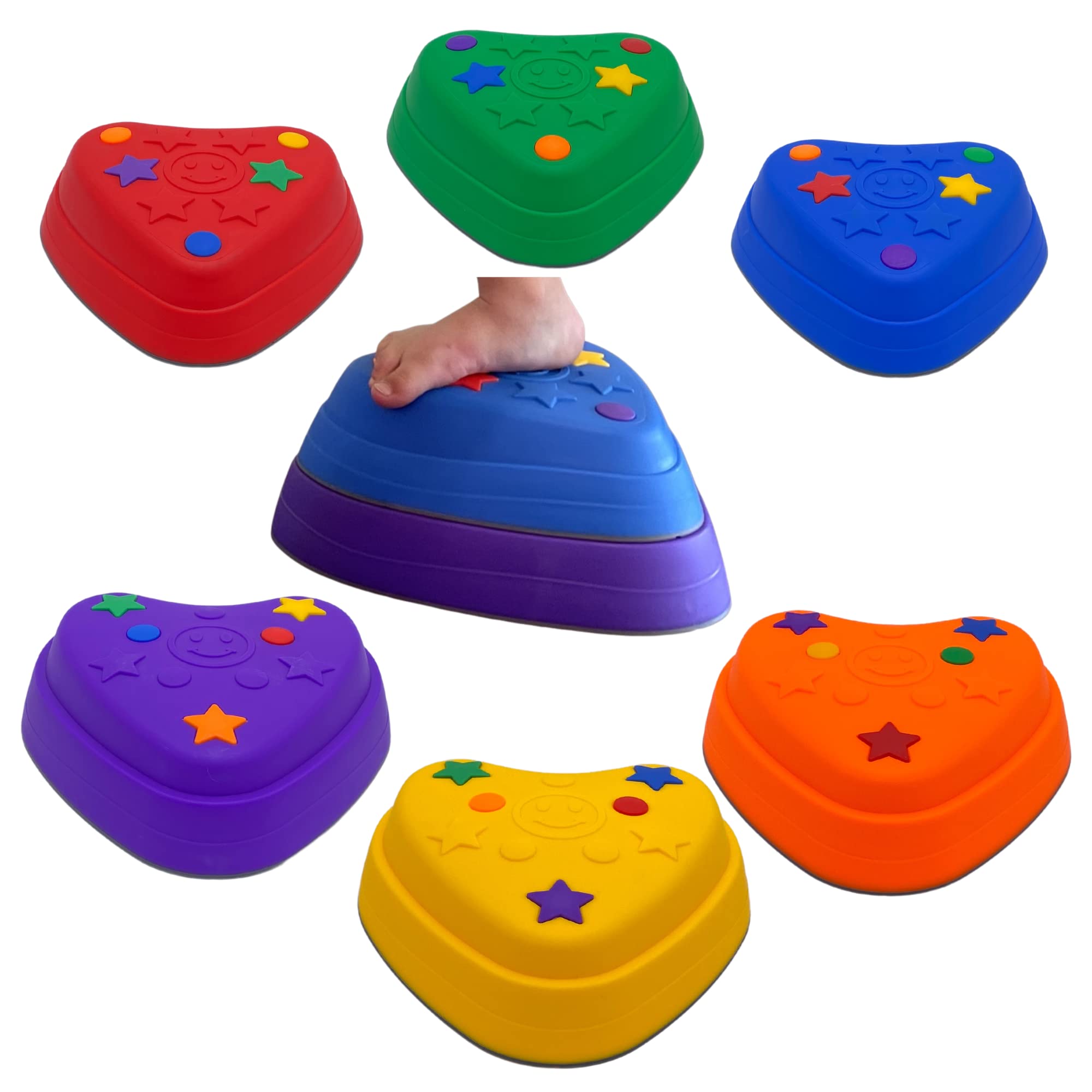 IMAGYM Stepping Stones for Kids Balance Set of 6 Stackable River Stones for Kids Toddler Balance Beam Balance Toys for Kids - Obstacle course for kids - Outdoor Toys for kids ages 3-5 Balance Pods