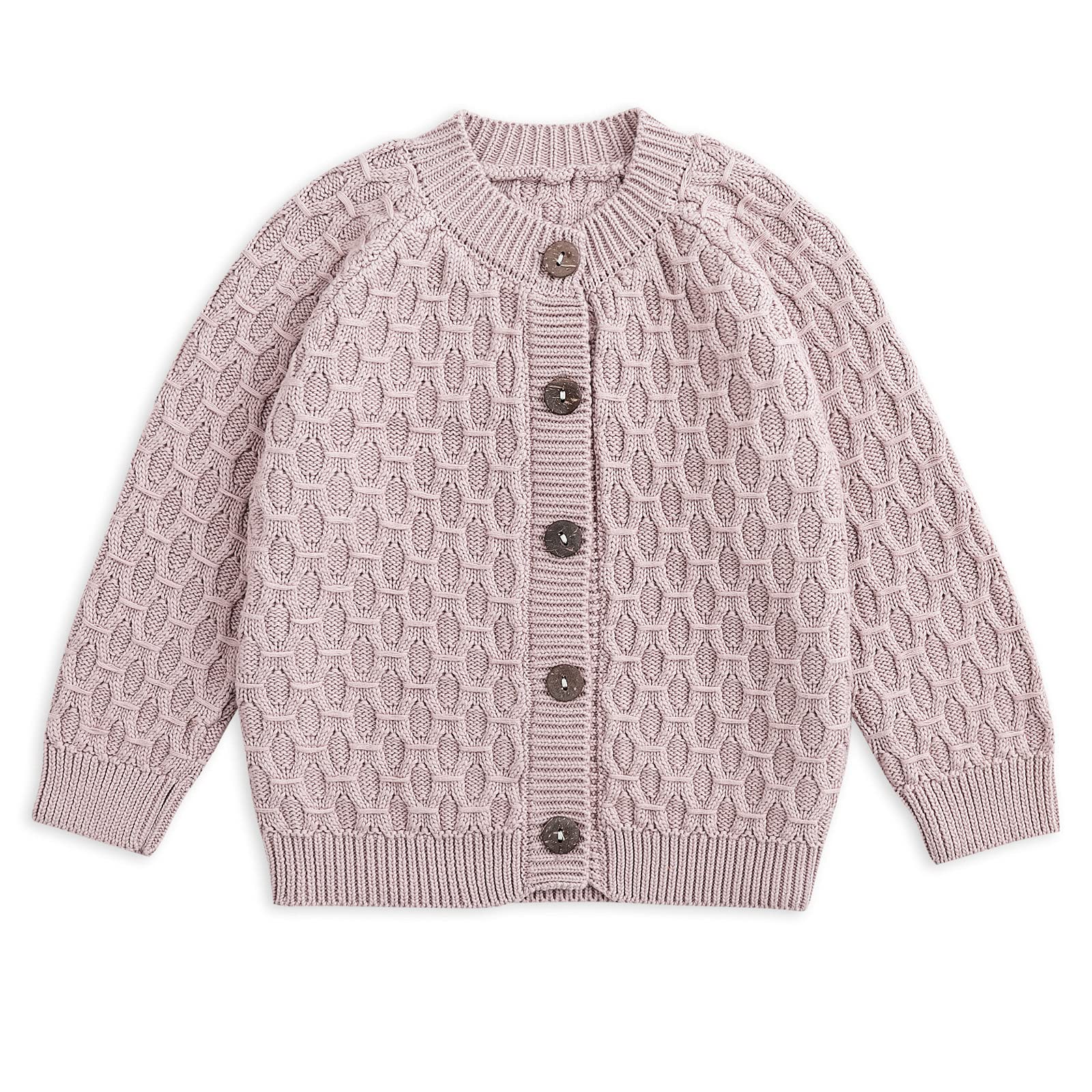 Simplee kids Baby Sweater Cable-Knitted White Baby Unisex Cardigan for Autumn Fall 18-24 Months