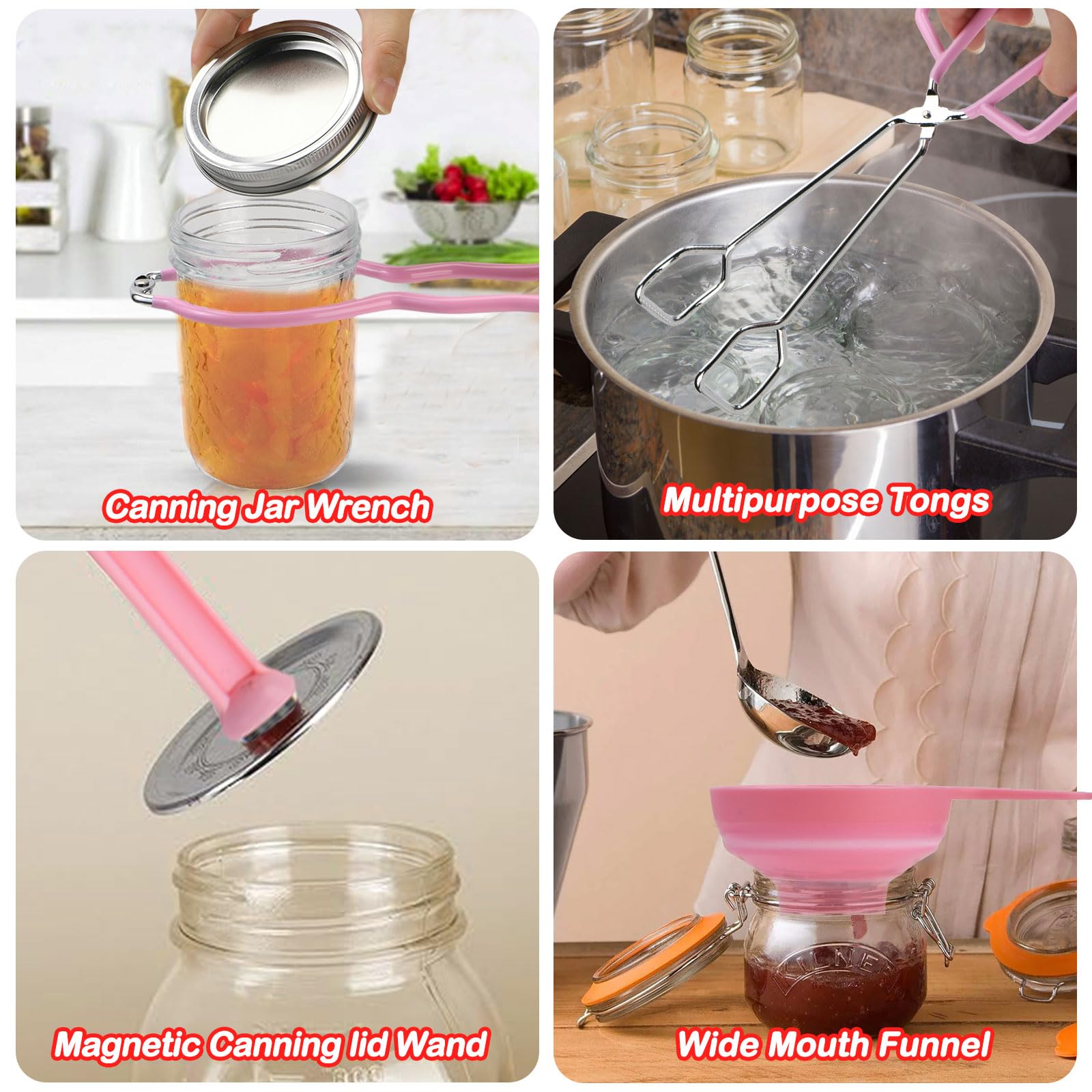 Canning Supplies Starter Kit with Stainless Steel Canning Rack and Accessories Tools, Includes Canning Jar lifter Tongs, Funnels,Lid lifter for Canning Pot, Water Bath& Pressure Canner