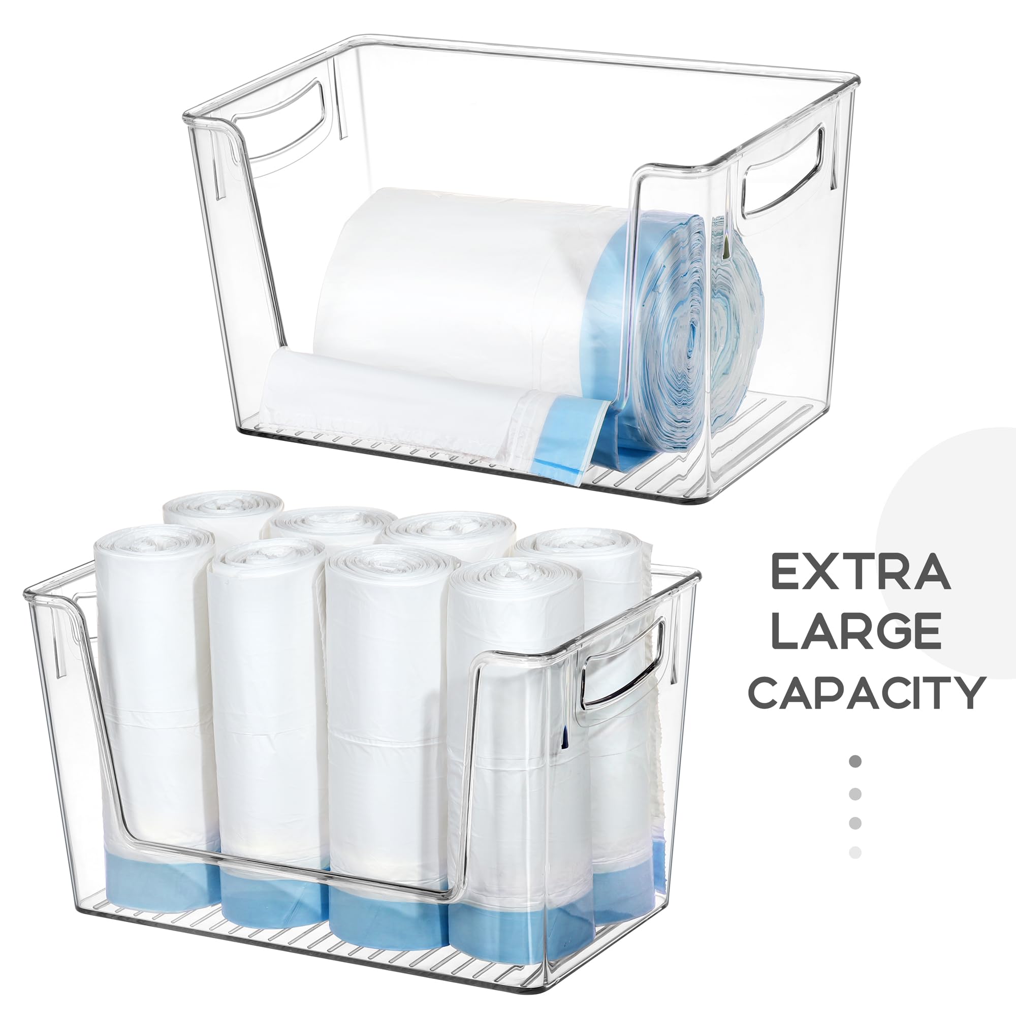 Extra Large Trash Bag Holder, Acrylic Garbage Bag Holder Dispenser with Lid for Kitchen and Under Sink