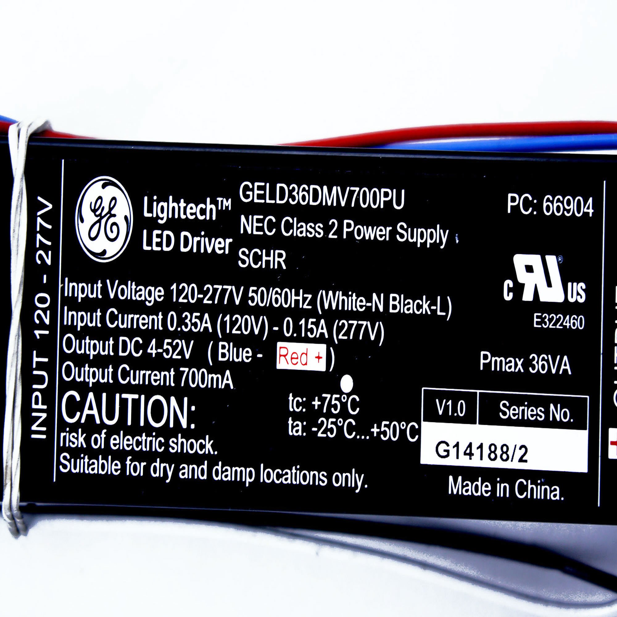 GE 66904-36 watt Output 120-277 volt Input Constant Current LED Driver (GELD36DMV700PU 66904)
