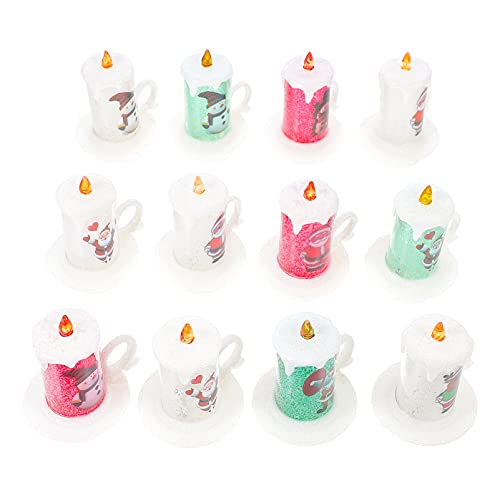 Mobestech 12Pcs LED Christmas Candle Lights Flameless Electric Xmas Candle Tea Light LED Candle Lamp Christmas Decoration Candle for Restaurant Home Bar Garden Party Ornaments Random