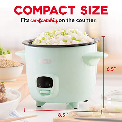 Dash Stand Mixer (Electric Everyday Use): 6 Speed with Dough Hooks & Mixer Beaters for Dressings & Mini Rice Cooker Steamer with Removable Nonstick Pot, Keep Warm Function & Recipe Guide, Aqua