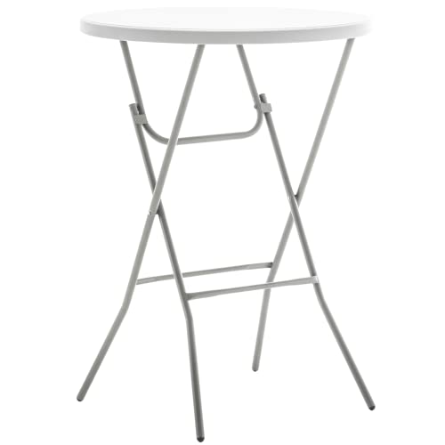 BTEXPERT White 32" Round 43" Bar Height Granite Plastic Folding Portable Commercial Banquet Card Coffee Dining Table for Wedding Party Event Home Kitchen Outdoor, One